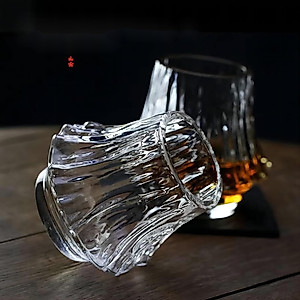 QING LONG Mt. Fuji Rock Glasses (Plain) Mt. Fuji Tumbler Glass Pair Set of 2 Fuji Whiskey Glass Beer Glass Paulownia Box