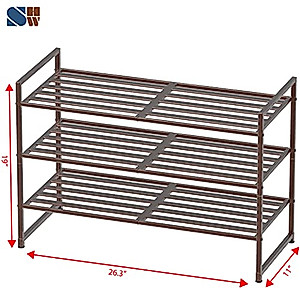Simple Houseware 3-Tier Stackable Metal Panel Shoes Rack, Bronze