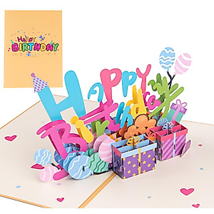 ABSOFINE Happy Birthday 3D Pop Up Cards, 3D Alphabet Happy Birthday Card with Envelopes, Greeting Cards Birthday Gifts for Women and Men (Colorful)