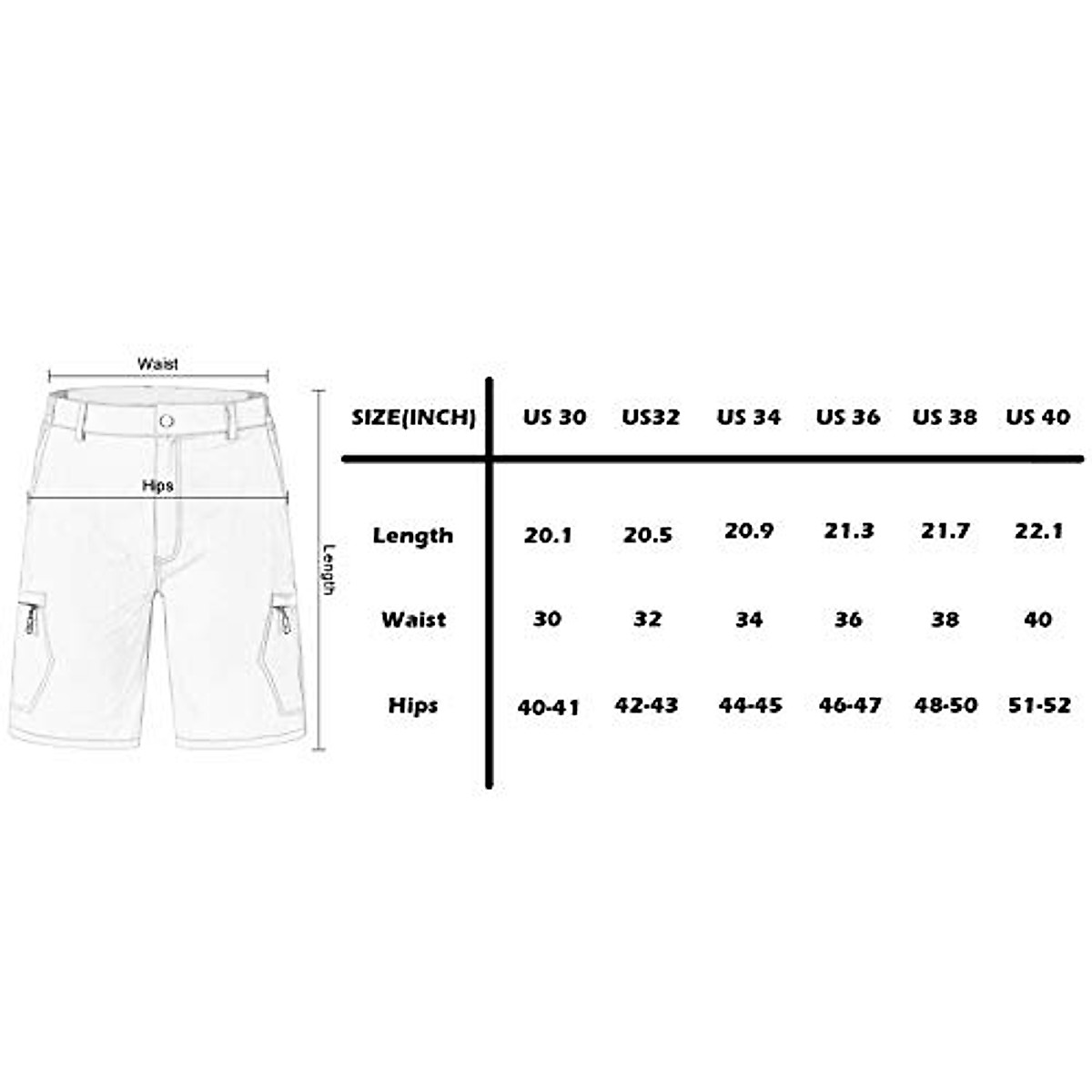 BASUDAM Men's Cargo Hiking Shorts Stretch Quick Dry Lightweight Work Shorts 6 Pockets for Camping Travel Light Grey 36