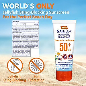Safe Sea SPF50+ Kids Sunscreen | Travel Size 3.4 oz. | For sensitive skin | anti-jellyfish and Sea Lice sting protective lotion | Coral reef safe sunscreen