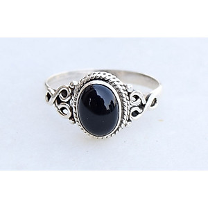Black Onyx Stone Ring 925 Sterling Silver Statement Ring For Women Handmade Rings Gemstone Christmas Promise Ring Size US 7 Gift For Her