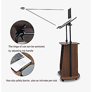 TOPYL Mobile Stand Up Height Adjustable Computer Desk,Nightstand Storage Cabinet with Wheel for Work Station Home Office Desk Maple