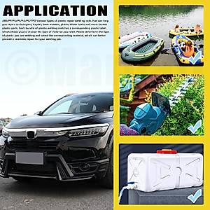 Mardatt 75Pcs 13" Plastic Welding Rods Assorted Set with Stainless Steel Mesh, 8 Types PP PU ABS PE TPO PA PC Plastic Welder Repair Rods Welding Strips for Auto Car Bumpers Kayak Repairs