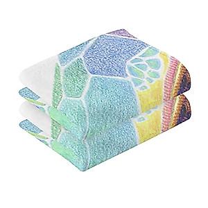 Jucciaco Watercolor Cute Turtle Cotton Towels for Bathroom, Soft Absorbent Hand Towel Set of 2 for Yoga Gym Kitchen Decorative, 16x28 inch