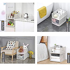HOUTBY Stackable Wardrobe Organizer Drawer Plastic Storage Shelves Multifunctional Closet Cabinet Cube Basket Bins Organizer Containers for Clothes Shoes Toys Towels Bedroom Living Room
