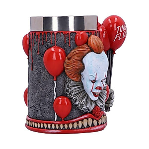 Nemesis Now IT Pennywise Clown Tankard, Hand-Painted Resin, Time to Float, Horror Movie Merchandise, Red Balloons Handle, 15.5cm