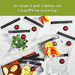 ZWILLING Fresh & Save Set 10-pc Vacuum Sealer Bags for Food, Reusable Sous Vide Bags, Reusable Food Storage Bags for Meal Prep, Reusable Snack Bags, Dishwasher Safe, Assorted, Clear