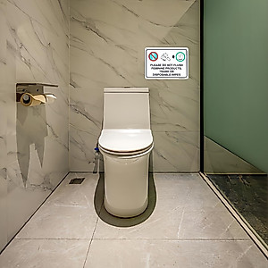 2-Pack Please Do Not Flush Feminine Products, Trash Or Disposable Wipes Sign，10"x 7" Plastic Sign