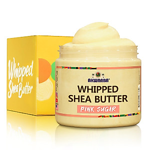 AKWAABA Whipped Shea Butter (Pink Sugar) - Nourishes, Moisturizes & Soothes | Pure Shea Butter | No Dyes & Parabens | 12 oz / 340 g
