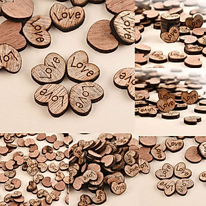 AkoMatial Decorative Wood Wooden Buttons, Rustic Wooden 100pcs Wood Love Heart Stars Wedding Table Scatter Decoration Crafts #3