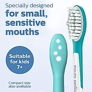 Philips Sonicare for Kids 7+ Genuine Replacement Toothbrush Heads, 2 Brush Heads, Turquoise and White, Standard, HX6042/94