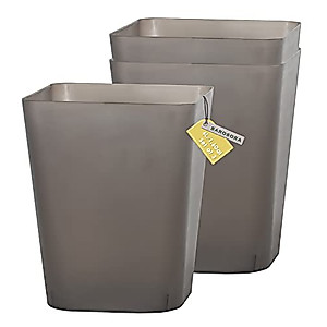SAROSORA Trash Can 1.6 Gallon 3-Pack Small Trash Basket Mini Garbage Can for Office, Kitchen, Livingroom, Bathroom, Bedroom (Transparent Black, 3)