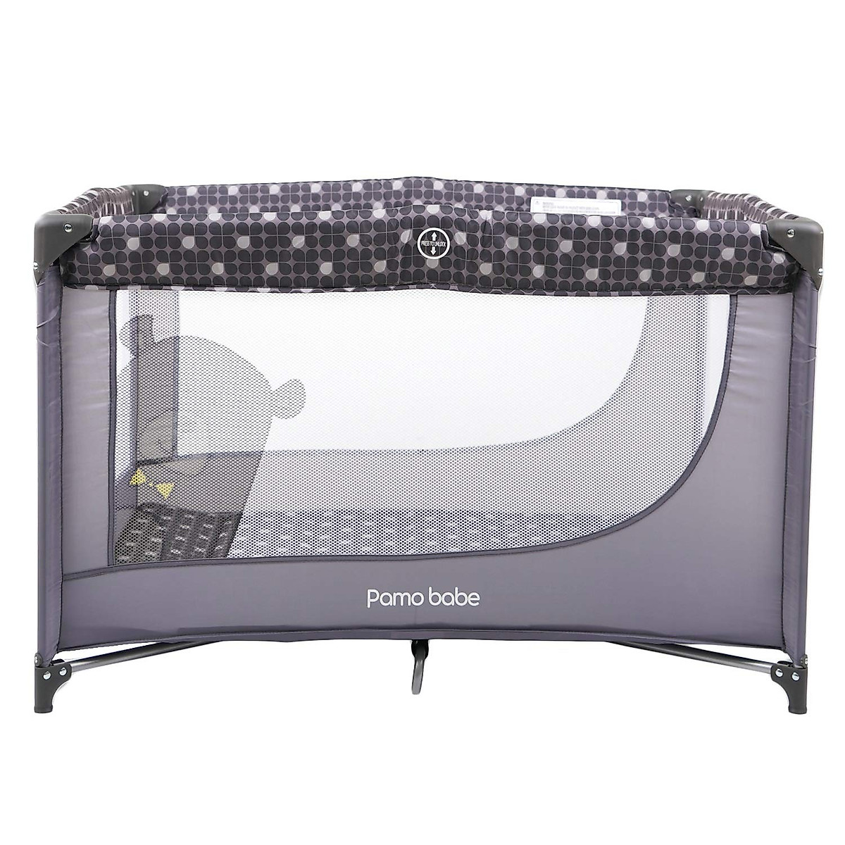 Pamo babe Lightweight Playard, Packable Sturdy Easy Setup Baby Playard with Mattress and Carry Bag(Grey)