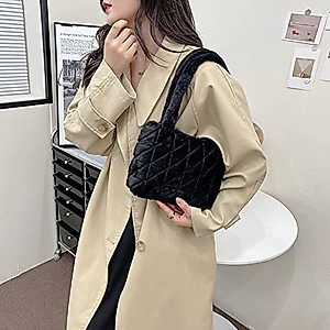 Shoulder Bags for Women Plush Tote Underarm Bags Soft Fluffy Casual Shoulder Handbags