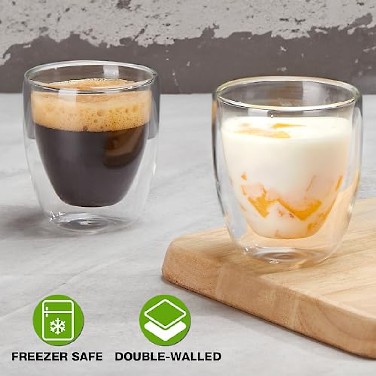 Gencywe Double Walled Espresso Cups Set of 4, 3 Ounce Clear Expresso Coffee Mugs, Espresso Shot Glasses, Double Wall Insulated Espresso Cups Suit for Espresso Machine, Microwave Safe