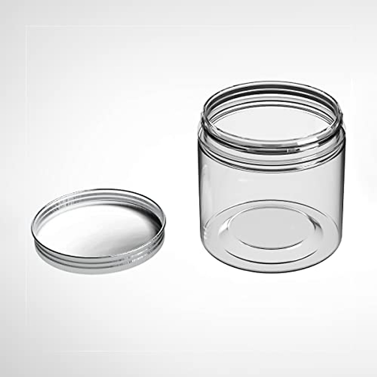 HoleviFO 14oz (420ml 12 Pack) Empty Clear Wide Mouth Plastic Jars with Silver Screw Lids and Labels - Round PET Containers for Food Storage and Dry Goods,Craft and More - BPA Free