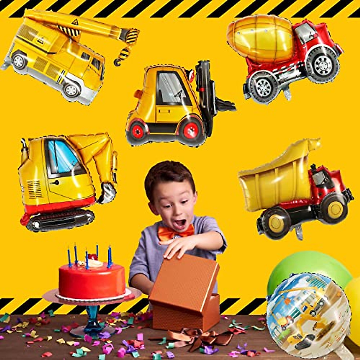 9 pcs Construction Balloons,Construction Birthday Party Supplies,Kids Birthday Party Favor Decorations Perfect for Your Dump Truck Party