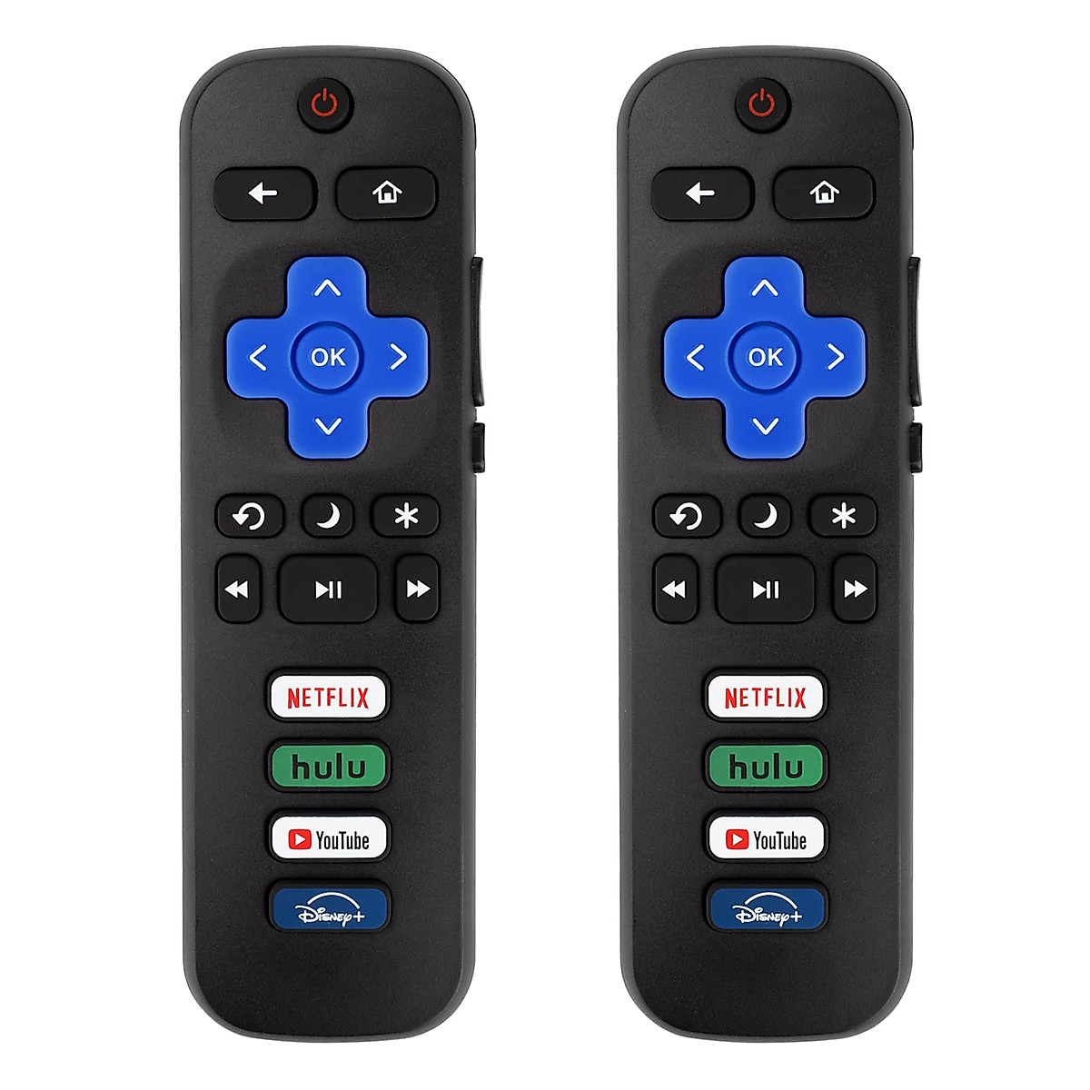 New Universal TV Remote - Compatible with Roku TVs, Including TCL, Hisense, and Onn (Pack of 2) - Not for Roku Stick and Box