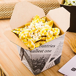 Restaurantware Bio Tek 4 x 3.5 x 4 Inch Food Containers 25 Durable Noodle Boxes - Disposable Sustainable Newsprint Paper 26-Ounce Takeout Boxes Square For Takeouts And Delivery Or Picnics