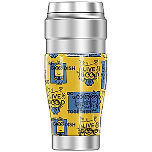 THERMOS Minions OFFICIAL Positively Squares Pattern STAINLESS KING Stainless Steel Travel Tumbler, Vacuum insulated & Double Wall, 16oz