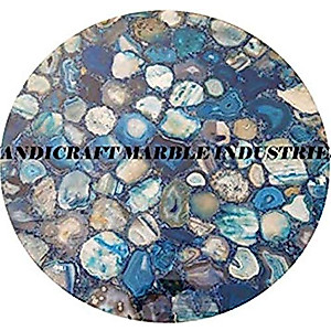 39" Inch Blue Agate Round Coffee Table, Agate Dinning Table, Stone Coffee Table, Agate Table Top, Agate Coffee Table, Agate Side Table Home Decor