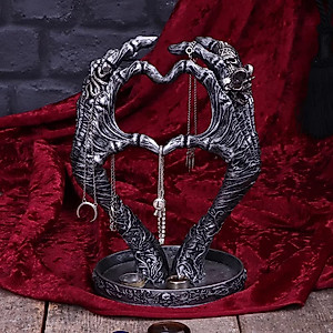 Nemesis Now Gothic Mummified Love Heart Hands Jewellery Dish Holder, Silver, 22cm