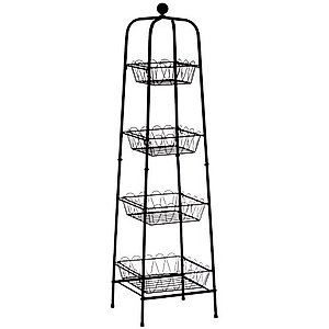 Fox Valley Traders 4-Tier Metal Basket Stand for Storage and Organization, One Size Fits All
