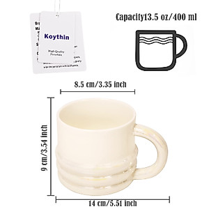 Koythin Ceramic Coffee Mug, Cute Creative Electroplating Rainbow Cup Body Design for Office and Home, 13.5 oz/400 ml for Latte Tea Milk (Yellow Retro)