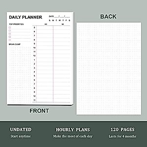 Tiankool To Do List Notepad - Daily To Do List with Priorities, Hourly Scheduler and Notes - Daily Planner Notepad for Work, Study, Appointments, 60 Tear Off Sheets Planning Pad, 7x10 Inch