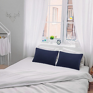 Saharbeddings Travel Pillow Case Cover 12 X 16 Inch Size Envelope Closure Set of 2 Piece Soft and Breathable 100% Egyptian Cotton (Toddler Travel Pillow Cover 12 X 16, Navy Blue)