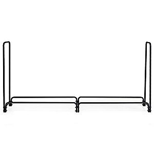 Goplus 8ft Firewood Log Rack, Outdoor Heavy-Duty Firewood Storage Holder w/Sturdy Steel Tubular Frame, Easy Assembly Rustproof Fireplace Wood Stacker for Fireplace, Patio, Deck, Fire Pit, 8ft Black