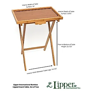Lipper International Bamboo Lipped Snack Table, Set of Two, Bamboo
