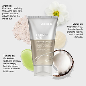 Joico Blonde Life Brightening Masque | For Blonde Hair | Instant Hydration | Neutralize Chlorine & Detoxify Hair | Add Softness & Smoothness | Sulfate Free | With Monoi & Tamanu Oil | 5.1 Fl Oz