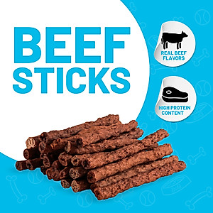 Sitka Farms Beef Sticks 5 Inch for Dogs - Crunchy Beef Premium Munchy Sticks - 50 Count - All Natural Beef Flavor Chews - for All Breeds