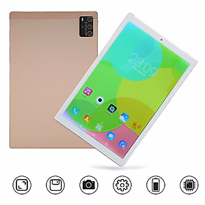 WEYI Gaming Tablet, 100 to 240V Front 5MP Rear 8MP 10.1in Tablet Golden Type C Rechargeable for Home (US Plug)