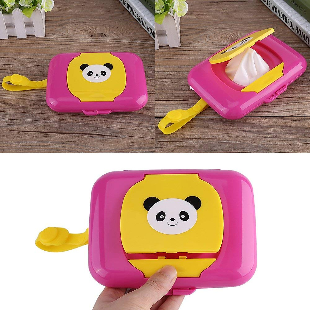 QiaNgshuAikj Wipes Dispenser with Hand Strap, On The Go Portable Refillable Wet Wipes Storage Box for Outdoor Travel Stroller(Rose + Yellow)