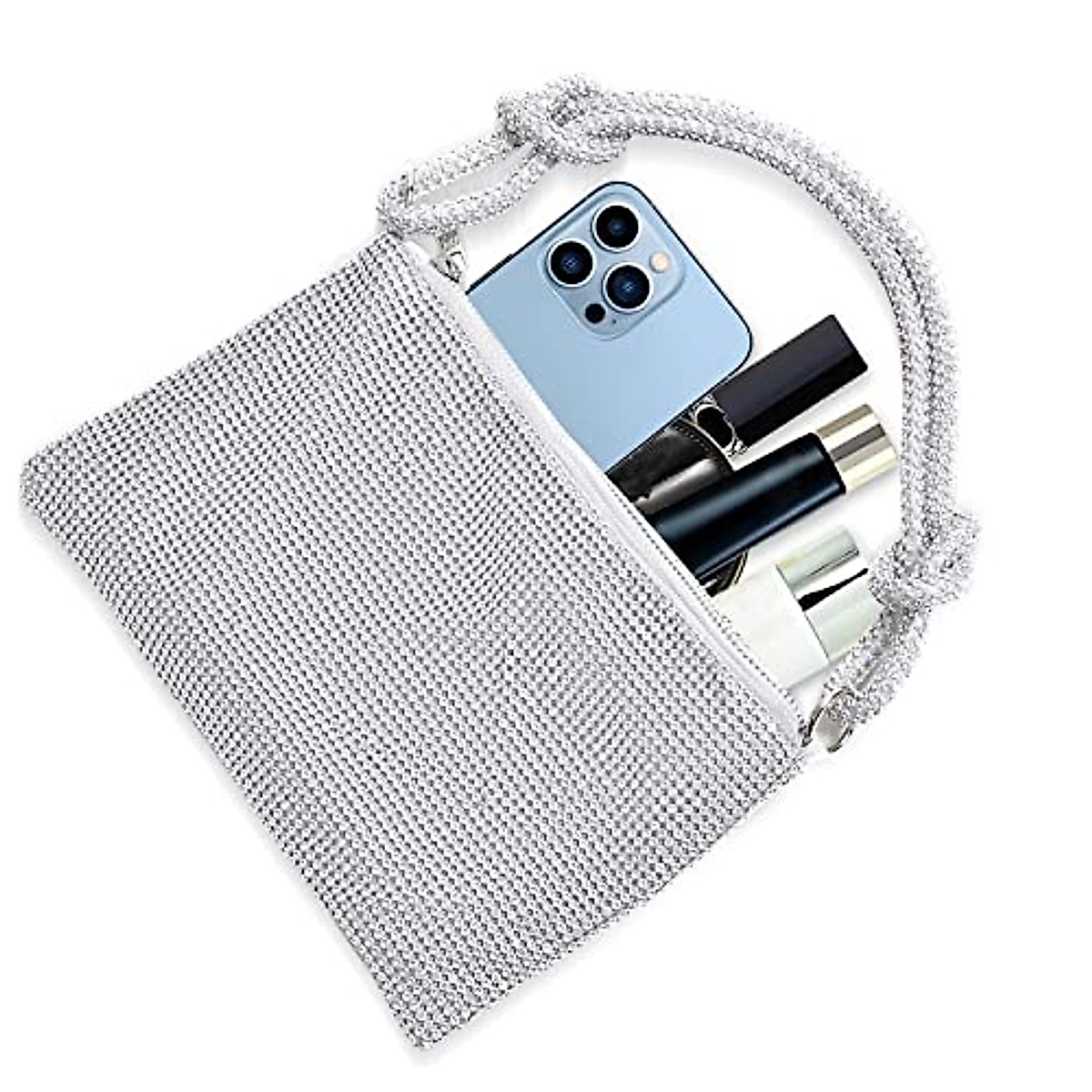 BRZSACR Rhinestone Purse, Silver Purse for Women, Evening Prom Rhinestone Handbag 2022 Upgrade, Gift for Women, Friends, 1pc (Silver)