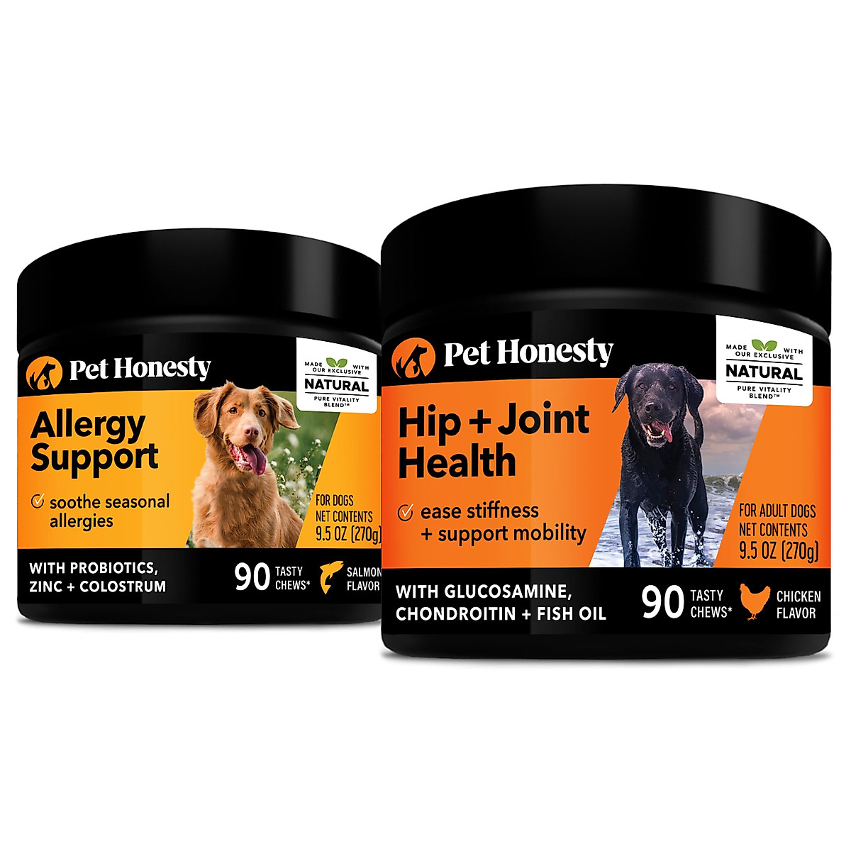 PetHonesty Allergy Support + Hip & Joint Health Soft Chew Bundle - Skin & Seasonal Pollen Allergies - Itch Relief for Dogs - Joint Support, Chondroitin, MSM, Turmeric, Pet Joint Pain Relief Vitamin