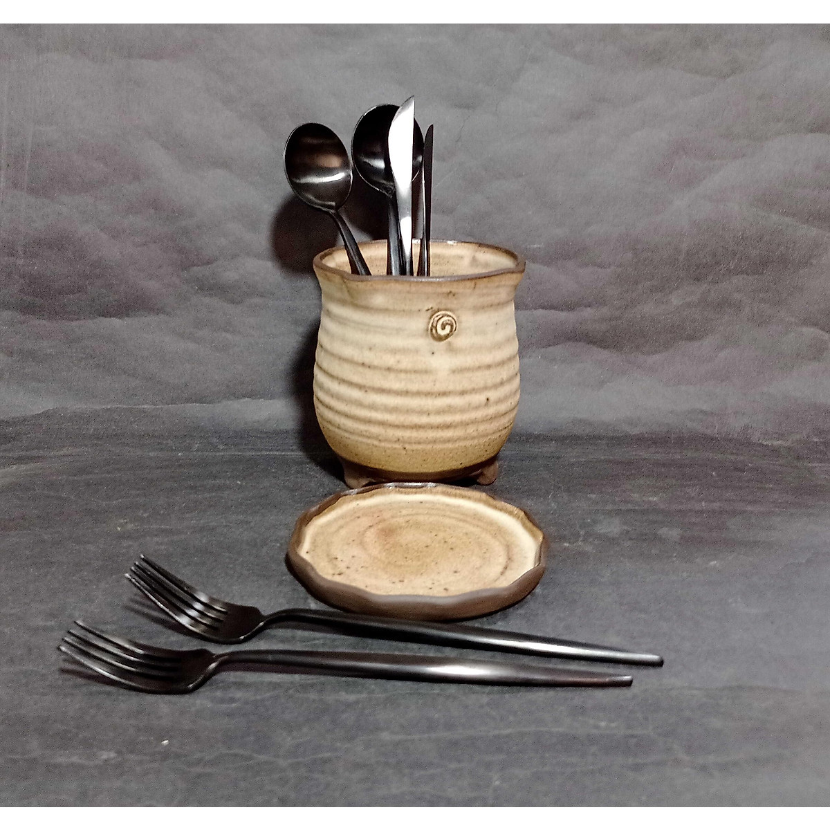 Cutlery holder, Ceramic silverware container, Kitchen cutlery organizer, Cutlery caddy, Pottery Utensil carrier, Table top utensil dish,