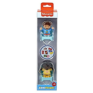 F-Price Fisher-Price Little People Card Game Figure Set - HHR45 ~ Includes 2 Little People Figures, 2 Chairs and a Table with Card Game and Cupcake Graphics, Blue, Yellow, Red