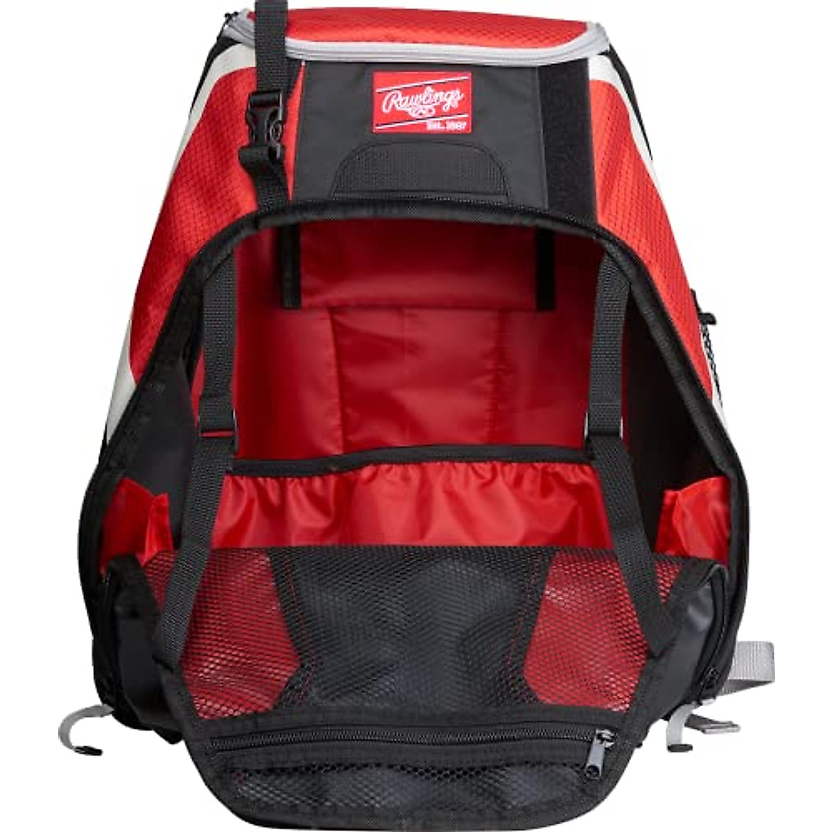 Rawlings R500 Series Baseball/Softball Backpack, Scarlet, 17.5˝ H x 15.5˝ W x 8.5˝ D