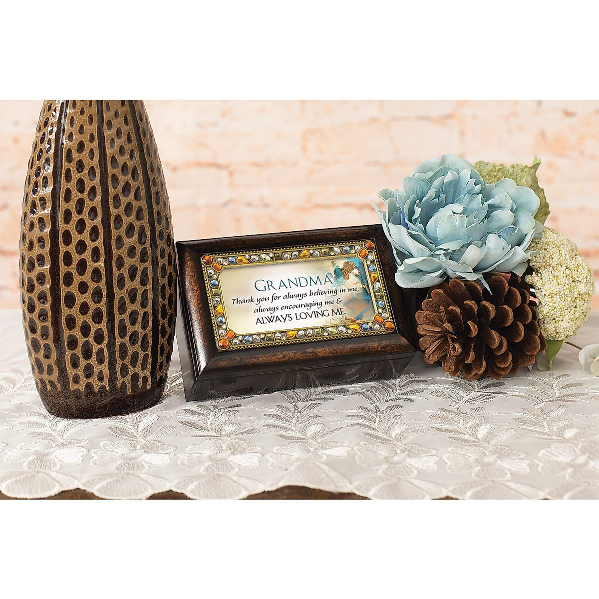 Cottage Garden Grandma Thank You for Believing in Me Amber Jewelry Petite Music Box Plays Wind Beneath My Wings