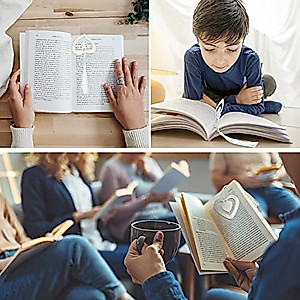 AHANDMAKER 8 Pcs Stainless Steel Bookmarks, Unique Heart Bookmark, Metal Hollow Bookmark with Tassels for Book Lovers Wedding Party Favors(4 Styles)