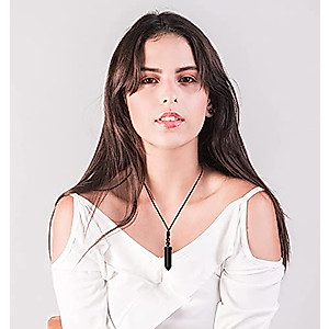 MAIBAOTA Black Obsidian Necklaces for Men Women Natural Crysal Stone Pendant Necklace Adjustable Rope Point Necklace Reiki Spiritual Gemstone Men Necklace Jewelry