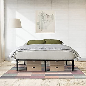 Veezyo Metal Bed Frame Full - 18 Inch Black Metal Platform Bed Frame, Easy Assembly with Large Storage Space, 3,500lbs Heavy Duty, No Box Spring Needed (Full)