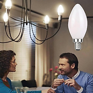 KODBPJ E12 Candelabra Light Bulbs Frosted Chandelier Light Bulbs 40watt Equivalent 3000K Warm White B11 Torpedo Tip Dimmable 4W LED Candle Light Bulbs (8)