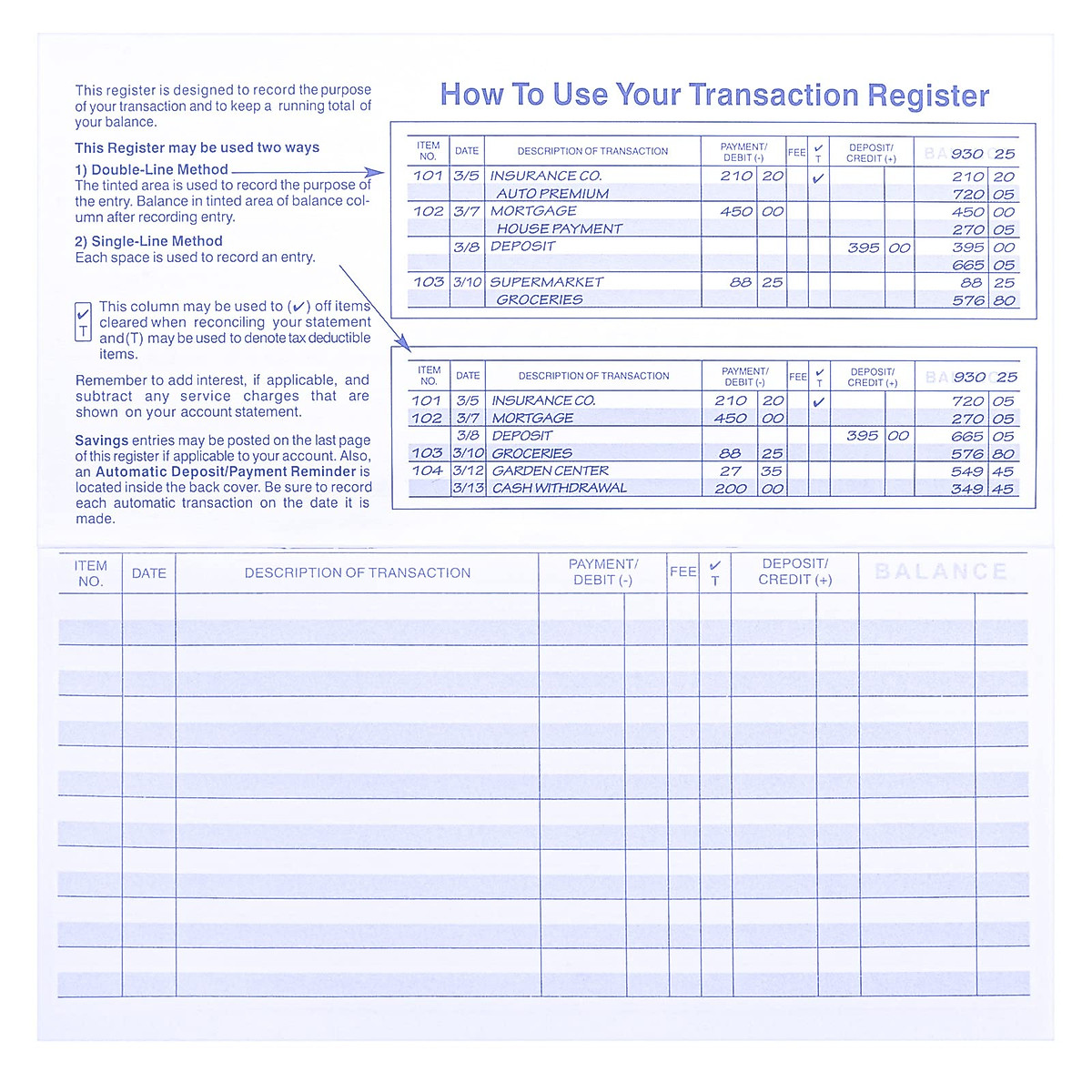 6PCS Check registers for Personal Checkbook, Upgrade Checkbook Register and transactions Ledgers.