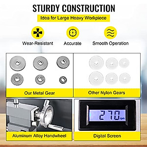 VEVOR Metal Lathe 8.7 x 29.5 Inch/220 x 750MM Mini Metal Lathe 1.1KW Infinitely Variable Speed Mini Lathe Machine LED Screen for Counter Face Turning Driling