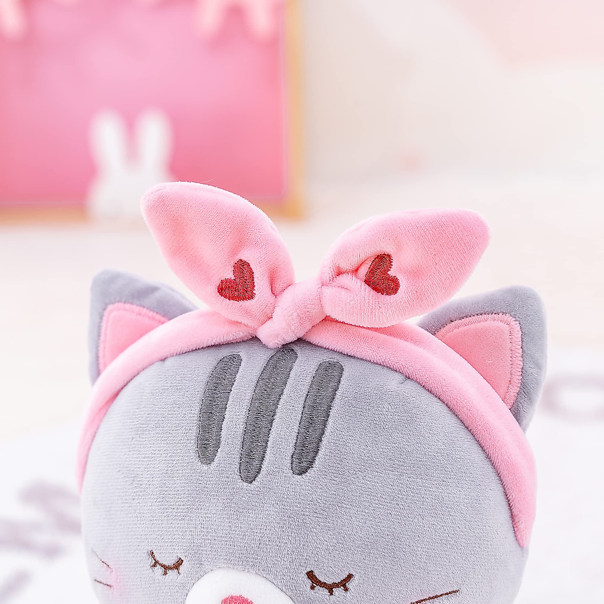 Lazada Stuffed Cat Dolls Animal Kitty Plush Toy Baby Girl Gifts Gray with Hair Band 16"